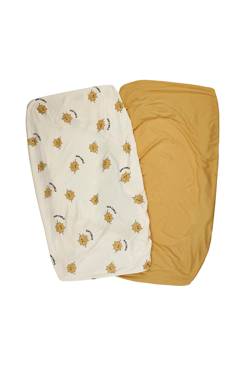 BONDS Baby Fitted Cot Sheet 2 Pack | BWTFA | Sun Child Macadamia