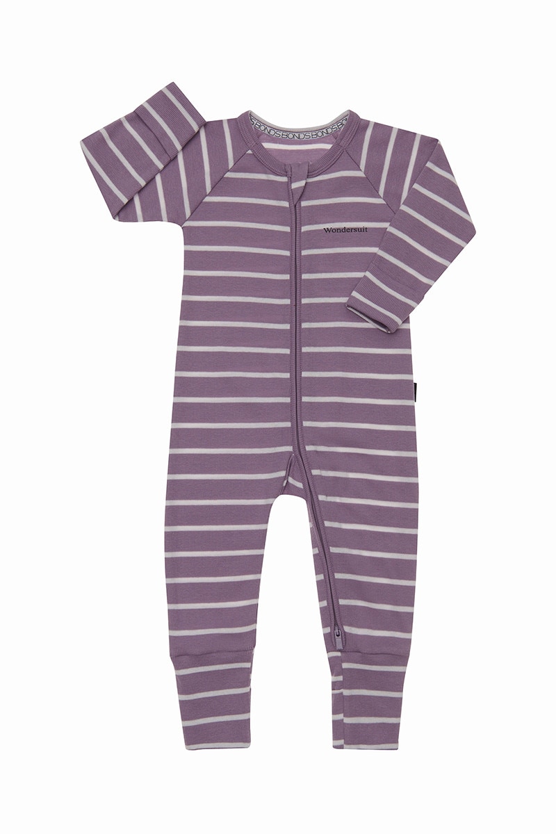 BONDS Ribbed Zip Wondersuit | BXKAA | Lavender / White