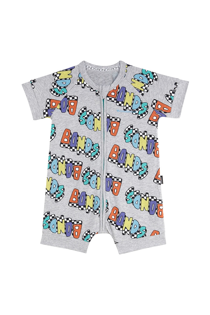BONDS Zip Romper | BXP9A | Racing Logo New Grey Marle