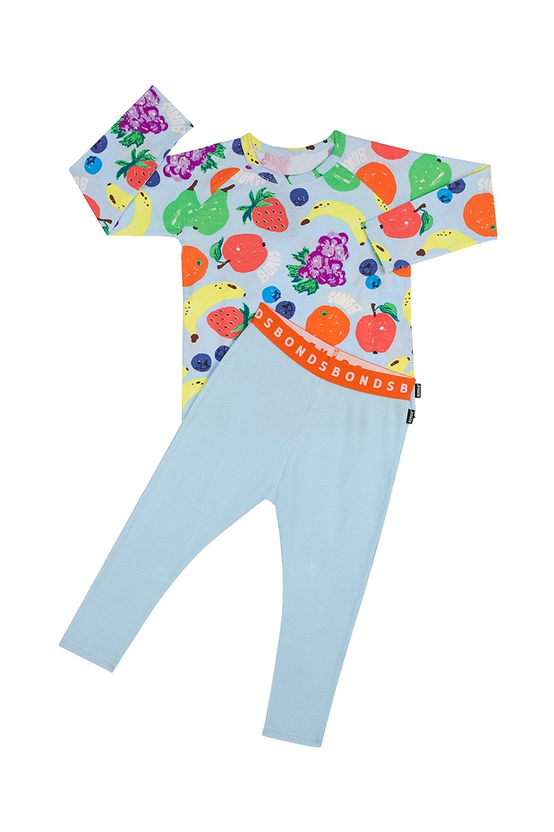 BONDS Kids Long Sleeve Waffle Sleep Set | KVXTR | Fruit Salad Bowl Pale ...