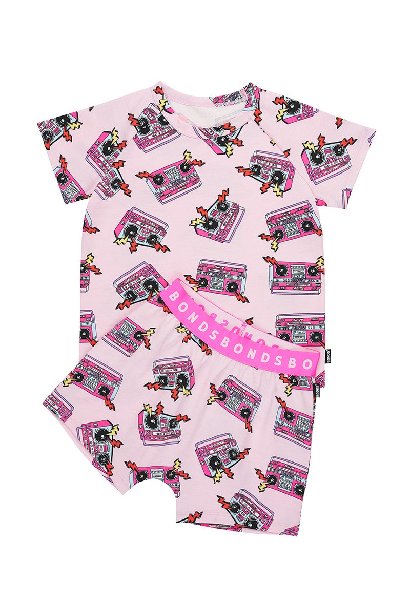 BONDS Kids Short Sleeve Pj Set | KWWVK | Boom Box Pink