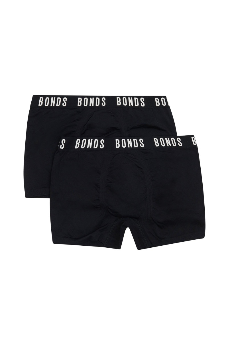 BONDS Boys Seamfree Trunk 2 Pack | UXXK2T | Black