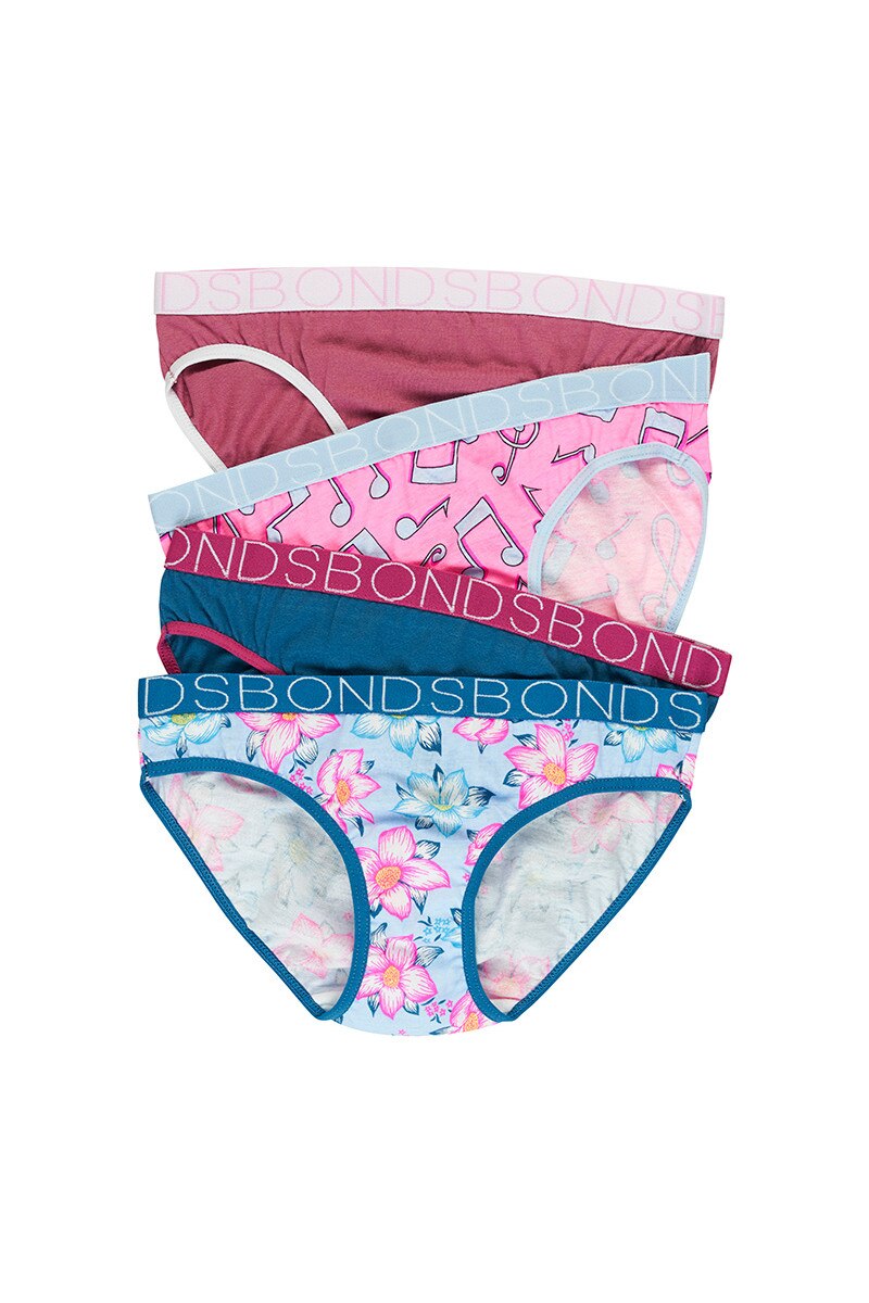 Bonds Girls Bikini 4 Pack Girls Bikini Underwear Uxyh4a