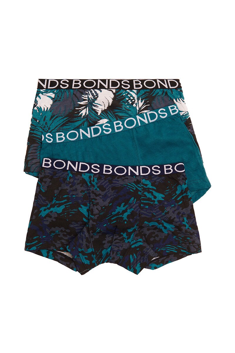 BONDS Boys Trunk 3 Pack | UXYJ3A | Palm Camo Teal