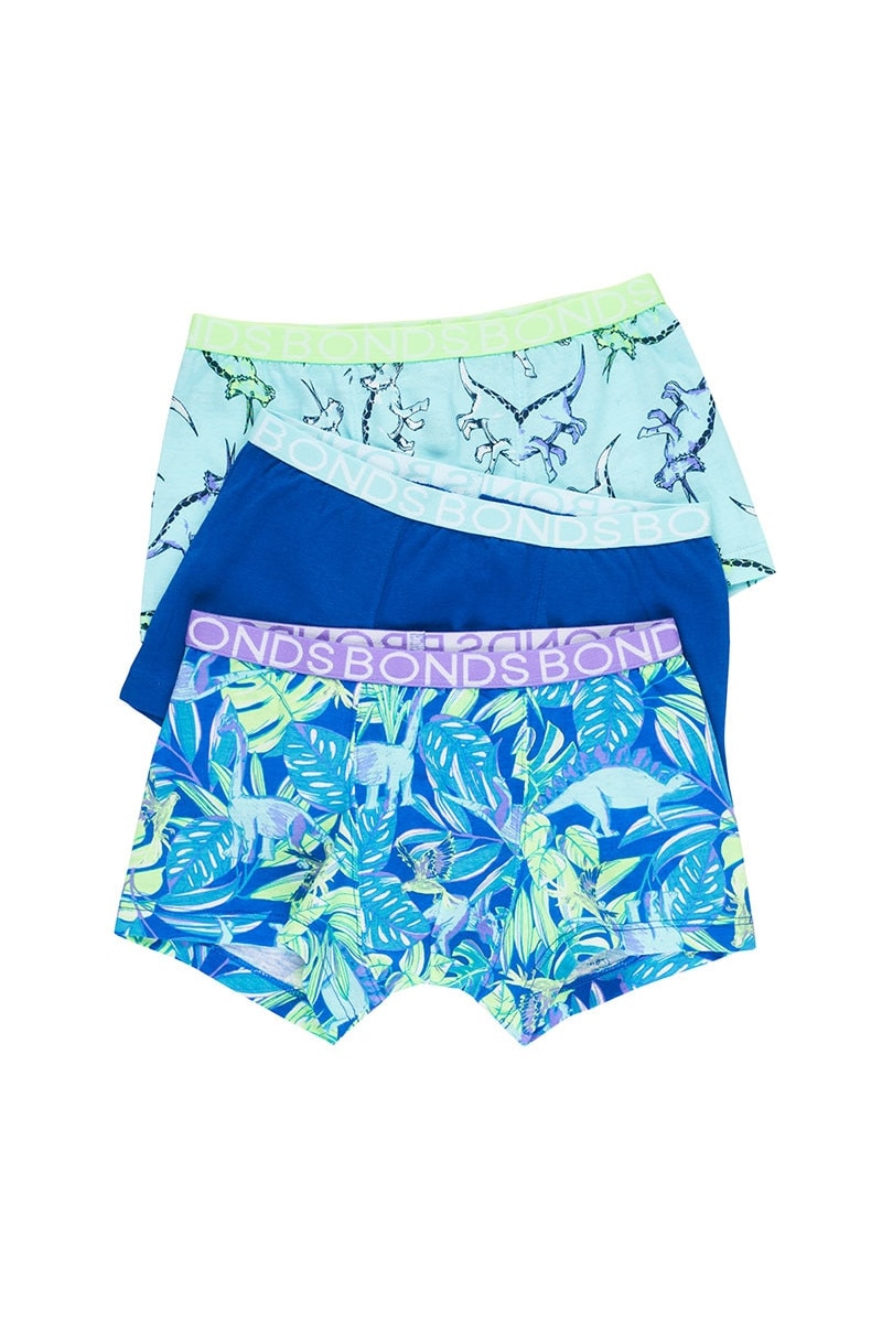 BONDS Kids Trunk 3 Pack | UXYJ3A | Dinosaur Garden Blue