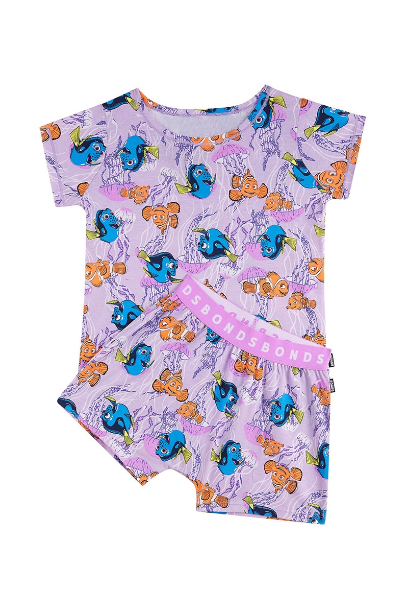 BONDS x Finding Nemo Tee Short Sleep Set | KW4HR | Jellyfish Bloom Lilac