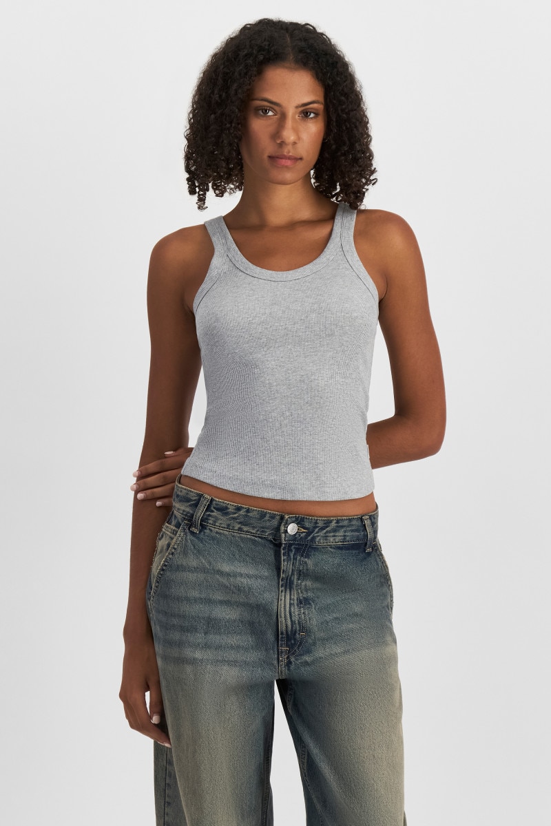 Buy Women's Organic Cotton Rib Scoop Tank in Electric Marle Online | BONDS