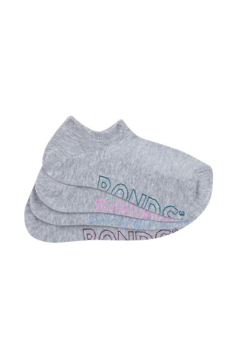 Bonds Womens Logo Light No Show Socks 4 Pack | Womens Socks | LXPW4N