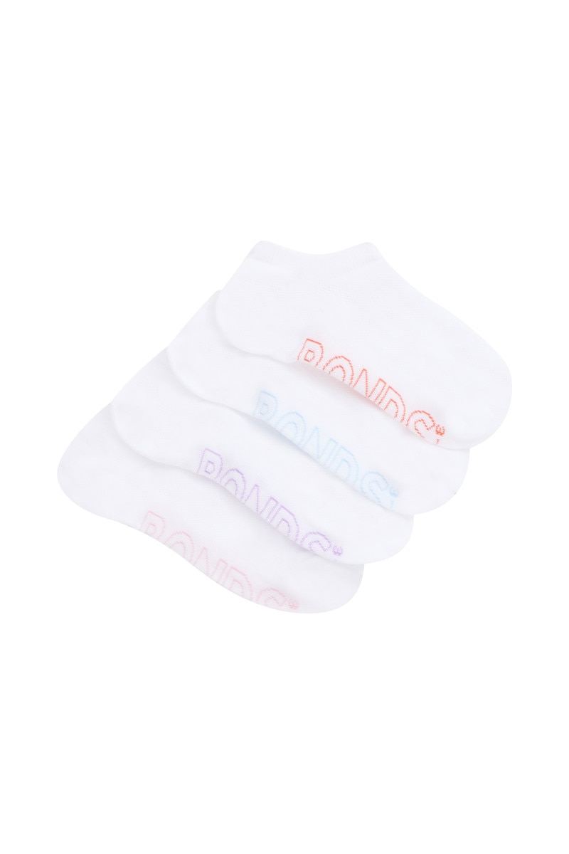 Bonds Womens Logo Light No Show Socks 4 Pack | Womens Socks | LXPW4N