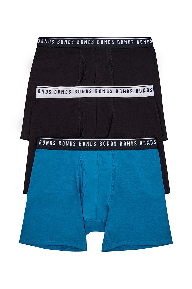 Buy Men's Cotton Stretch Trunks 3 Pack in Navy/Black/ Online | BONDS