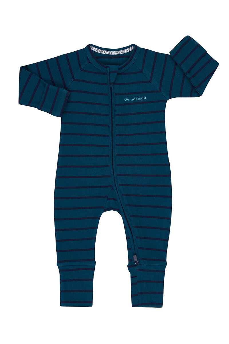 BONDS Ribbed Zip Wondersuit | BXKAA | Solar Spirit & Black Sea