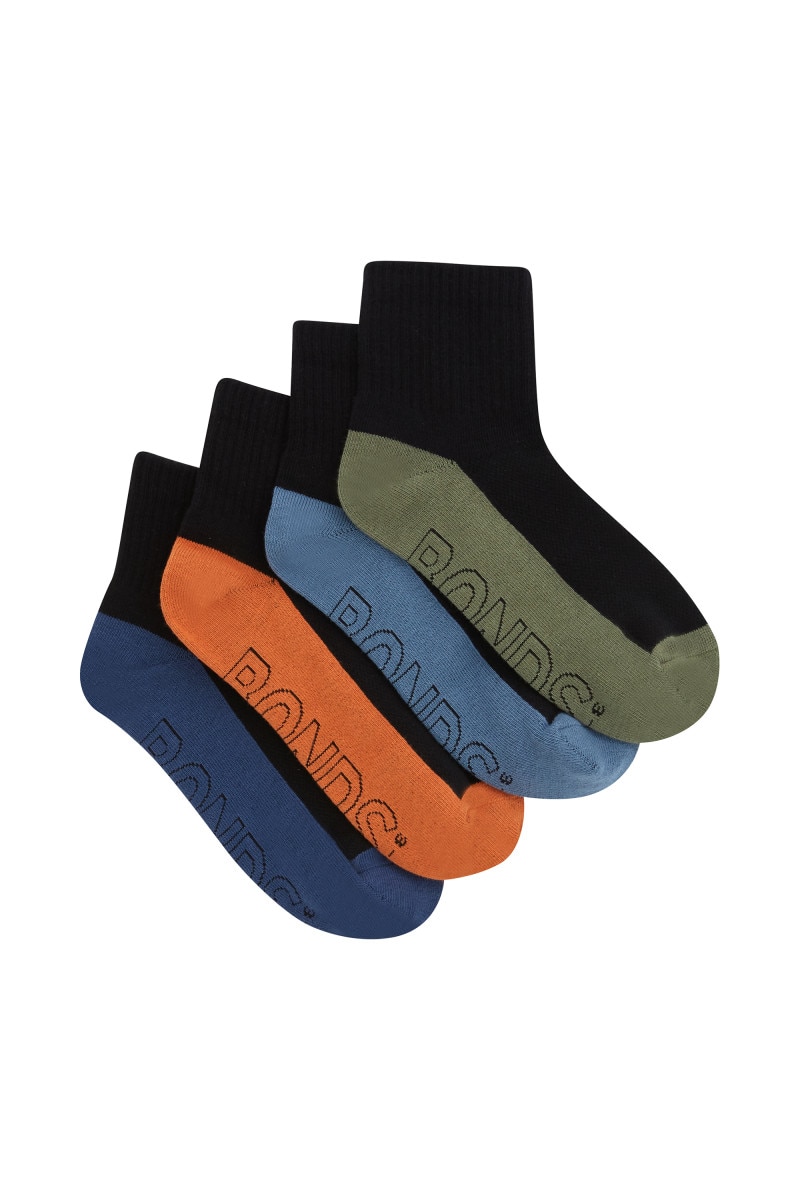 Bonds Kids Logo Light Quarter Crew Socks 4 Pack | Kids Socks | RXVK4N