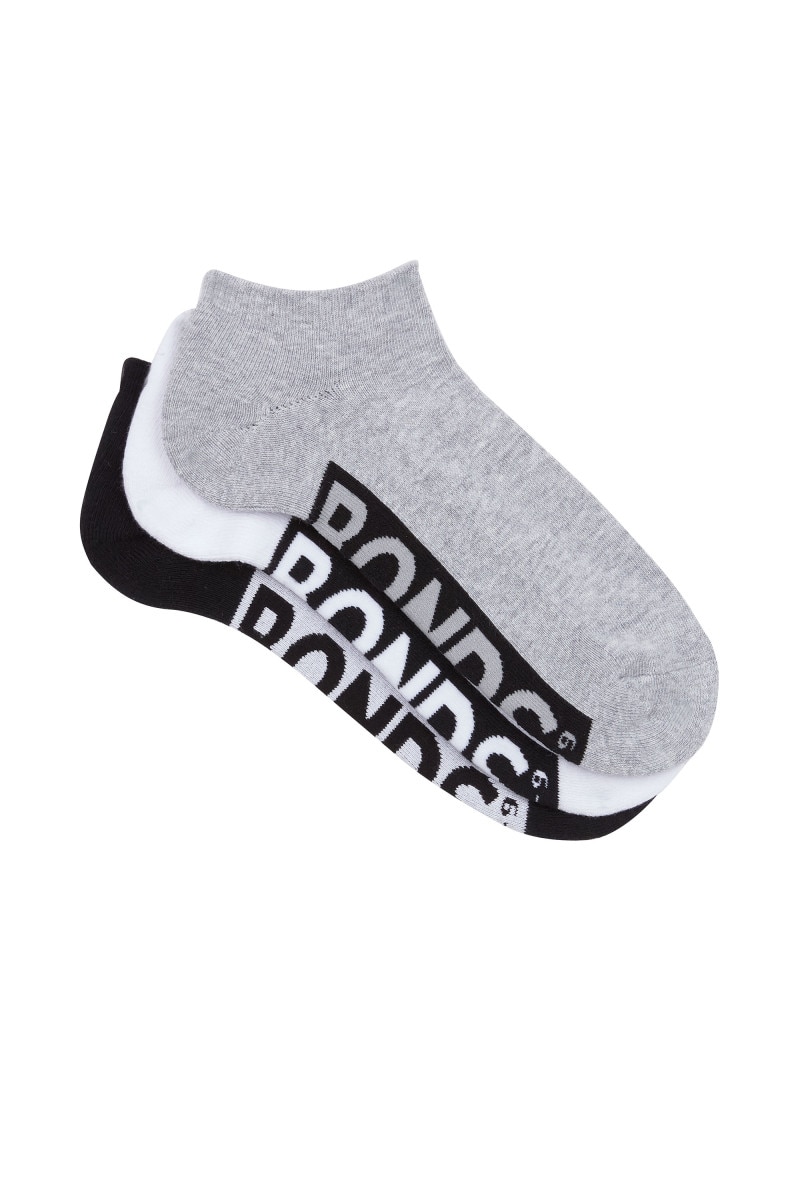 Bonds Mens Logo Cushioned Low Cut Socks 3 Pack | Mens Socks | SXNA3N