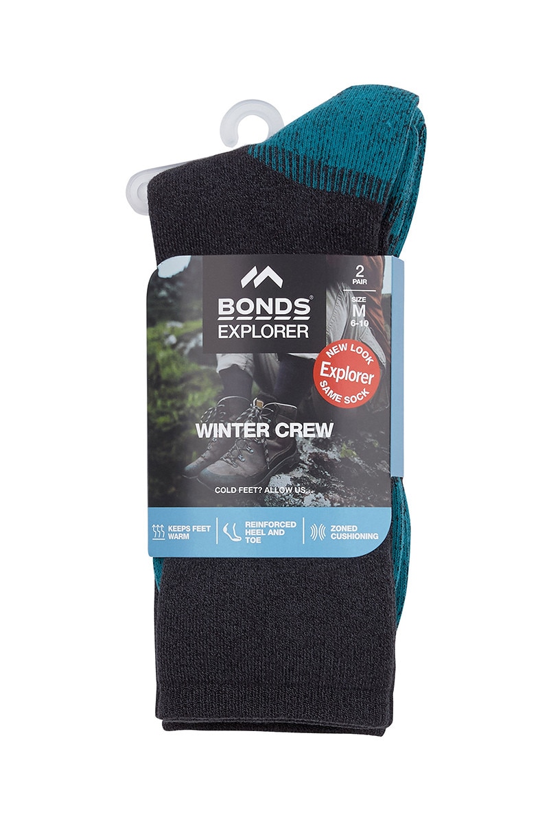 Bonds Explorer Mens Thermal Crew Socks 2 Pack | Mens Socks | SYNM2N