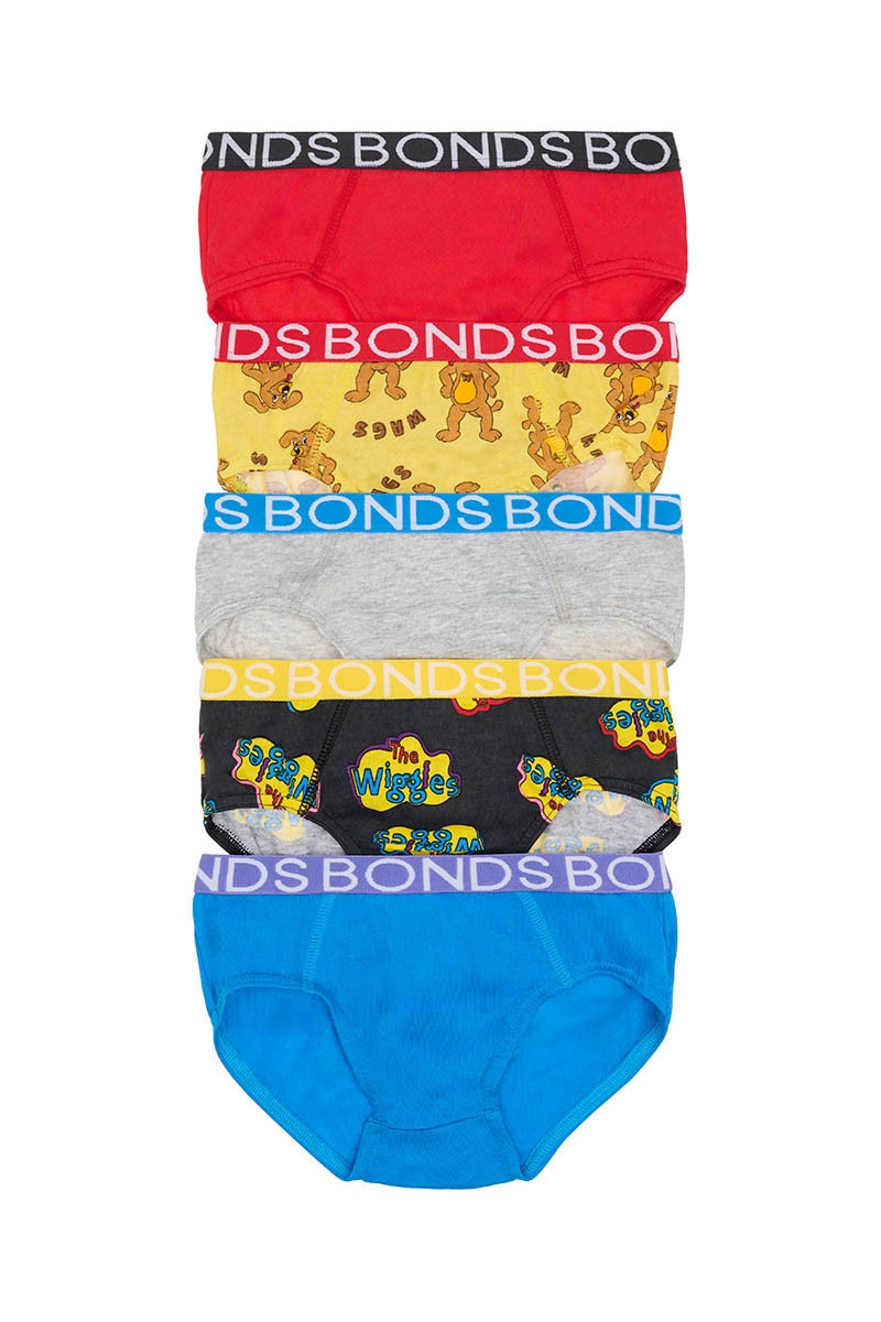 Bonds x The Wiggles Boys 5 Pack Brief | Boys Underwear | UWAL5A
