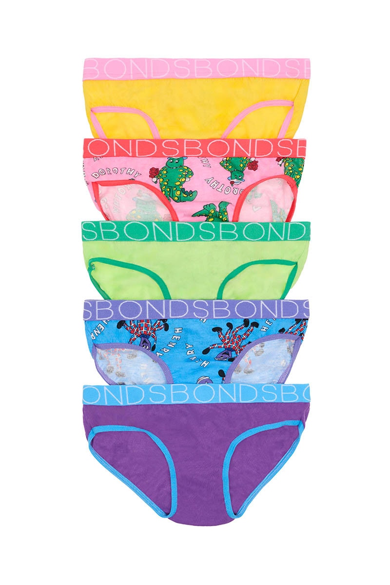 Bonds x The Wiggles Girls 5 Pack Bikini | Girls Underwear | UWAM5A