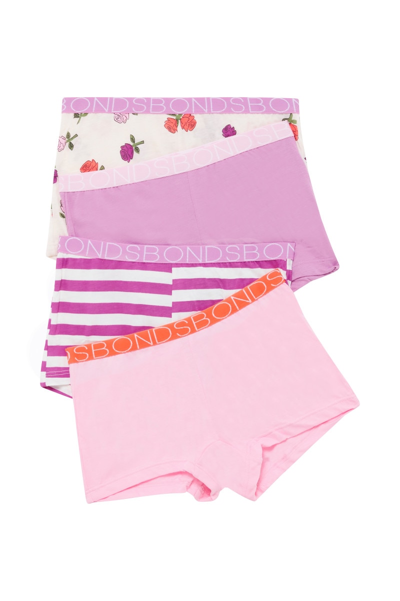 Buy Girl's Shortie 4 Pack in Rose Romantic Online | BONDS