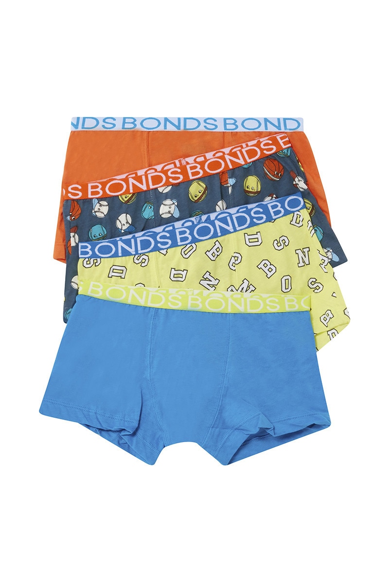 Buy Boys Trunks 4 Pack in Bonds Game Day (Orange) Online | BONDS