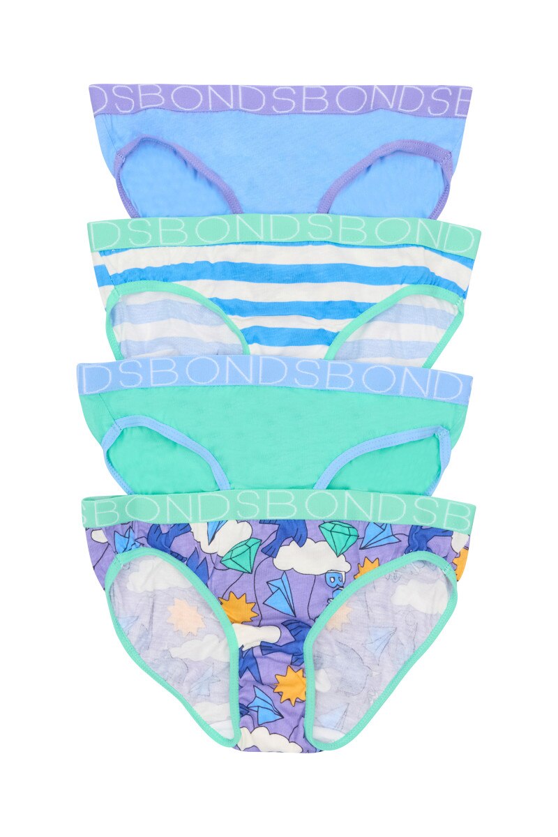 Bonds Girls Bikini 4 Pack | Girls Underwear | UXYH4W