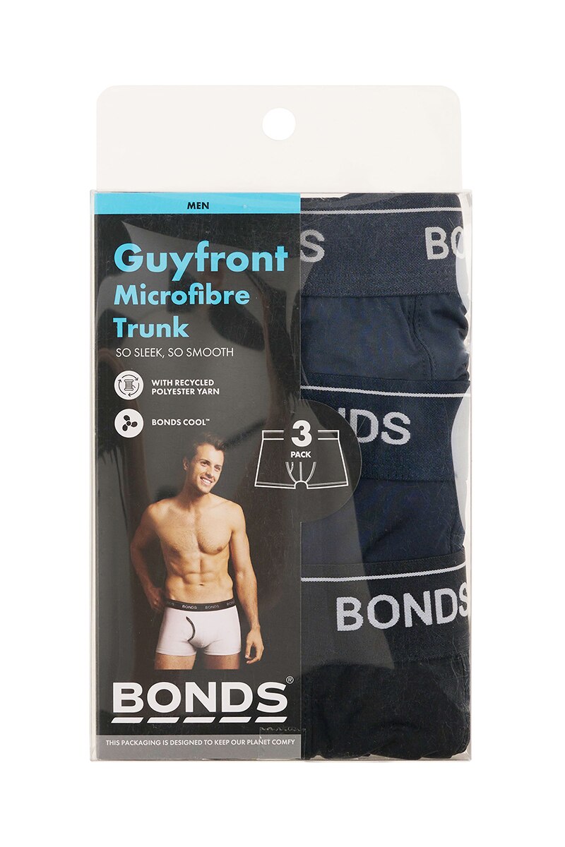 BONDS Guyfront Trunk 3 Pack | MZ963W | Grey & Charcoal & Blk